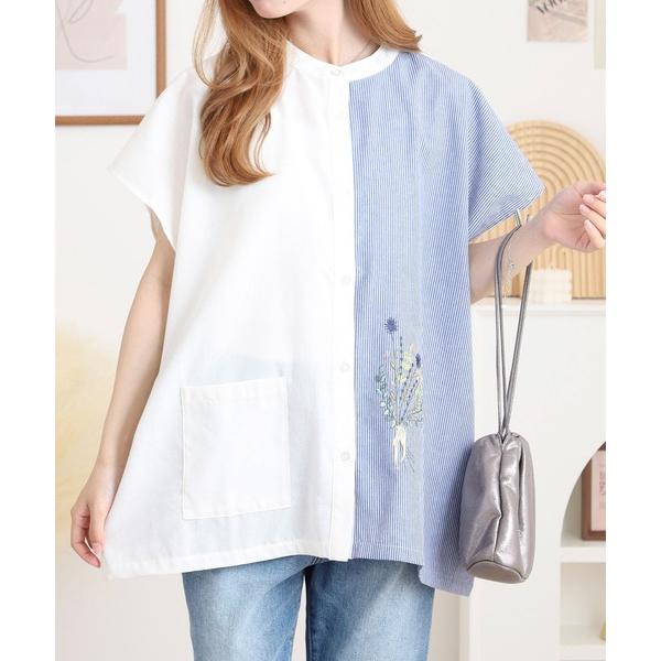 『タイムセール実施中』ZOZO問い合わせ番号:96370607ショップ:FUNALIVE，ファンアライブブランド:Quelle Chance，ケルシャンス，FUNALIVE，ファンアライブ商品名:異素材切替刺繍シャツブラウスカテゴリ:トップ...