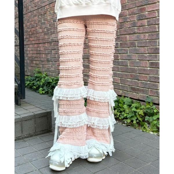 『セール実施中』ZOZO問い合わせ番号:96371260ショップ:Candy Stripper，キャンディストリッパーブランド:Candy Stripper，キャンディストリッパー商品名:FRILL LACE FLARE パンツカテゴリ:パ...