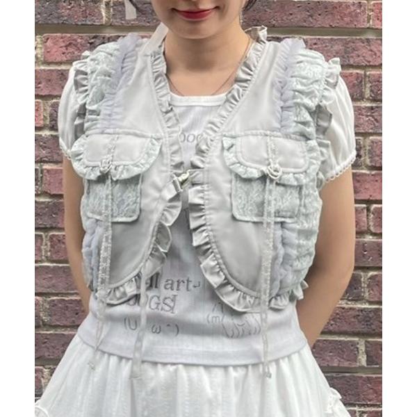 『セール実施中』ZOZO問い合わせ番号:96371262ショップ:Candy Stripper，キャンディストリッパーブランド:Candy Stripper，キャンディストリッパー商品名:LACE FRILL POCKET ベストカテゴリ:...