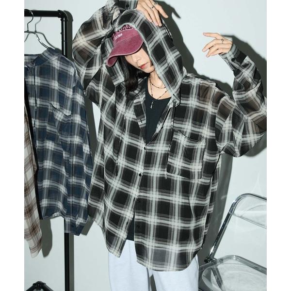 『タイムセール実施中』ZOZO問い合わせ番号:96371565ショップ:Anchor Smith，アンカー スミスブランド:Anchor Smith，アンカー スミス商品名:シアーオンブレチェックワイドフードシャツカテゴリ:トップス>...