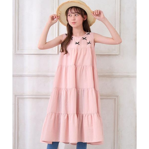 『タイムセール実施中』ZOZO問い合わせ番号:96372251ショップ:cross marche，クロスマルシェブランド:Amourire girl，アムリールガール，cross marche，クロスマルシェ商品名:リボンノースリブ ティア...