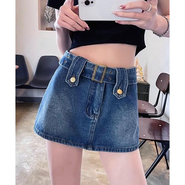 『セール実施中』ZOZO問い合わせ番号:96404776ショップ:VIBGYOR，ヴィブジョーブランド:VIBGYOR，ヴィブジョー商品名:[NARULA/ナルラ]Aライン デニムショートスカート(CZ)カテゴリ:スカート>スカートブ...