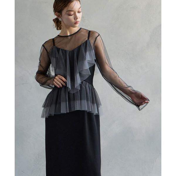 『セール実施中』ZOZO問い合わせ番号:96466837ショップ:AIMER，エメブランド:AIMER，エメ商品名:【WEB限定】チュールブラウス×配色チュールフリルIラインワンピース 2点セットパーティードレス　結婚式　お呼ばれ　ドレス　...