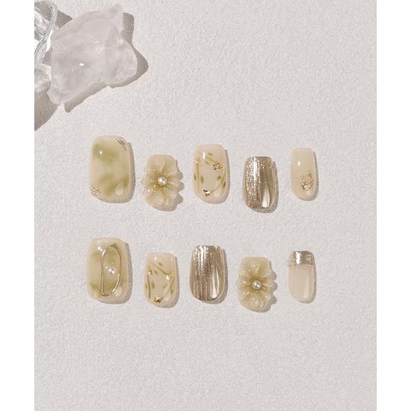 『タイムセール実施中』※このアイテムは返品・交換対象外商品です。コスメ商品ZOZO問い合わせ番号:96531690ショップ:Anail，エーネイルブランド:Anail，エーネイル商品名:3D水光ネイルグリーンニュアンス3Dフラワーゴールドミ...