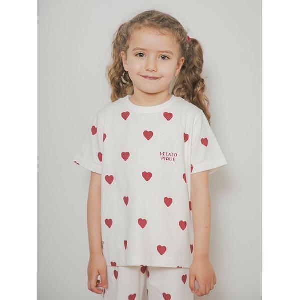 『セール実施中』ZOZO問い合わせ番号:96563839ショップ:gelato pique，ジェラート　ピケブランド:gelato pique，ジェラートピケ商品名:【KIDS】ハート柄Tシャツカテゴリ:ルームウェア>ルームウェア/パ...