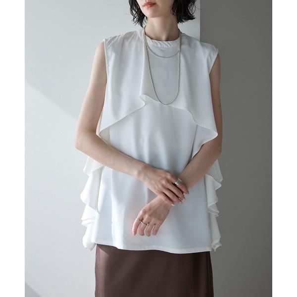 ZOZO問い合わせ番号:96565269ショップ:Bonjour Sagan，ボンジュールサガンブランド:each，イーチ，Bonjour Sagan，ボンジュールサガン商品名:ケープ風フリルノースリとろみブラウスカテゴリ:トップス>...