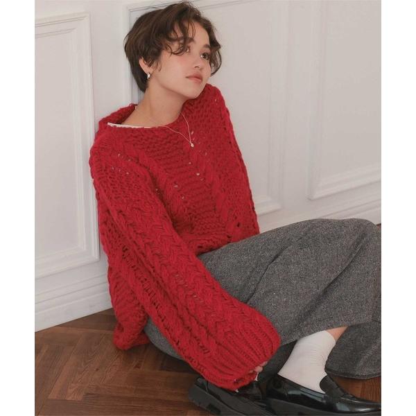 『タイムセール実施中』ZOZO問い合わせ番号:96565816ショップ:titivate，ティティベイトブランド:titivate，ティティベイト商品名:ハンドライクボートネックケーブルニットカテゴリ:トップス>ニット/セーターブラン...