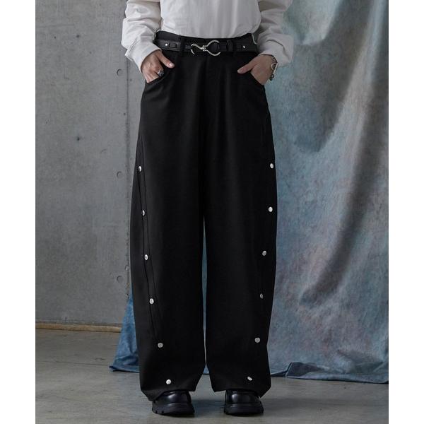 ZOZO問い合わせ番号:96601222ショップ:EMMA CLOTHES，エマ クローズブランド:SERACE，セラス商品名:【SERACE】Wide drape TR studs curve slacks / ワイドドレープTRスタッズ...