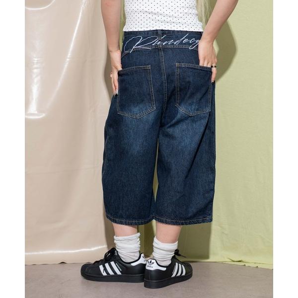 『セール実施中』ZOZO問い合わせ番号:96601592ショップ:WEGO，ウィゴーブランド:DISPARK，ディスパーク，WEGO，ウィゴー商品名:DISPARK/バック刺繍ロゴワイドハーフパンツカテゴリ:パンツ>デニムパンツブラン...