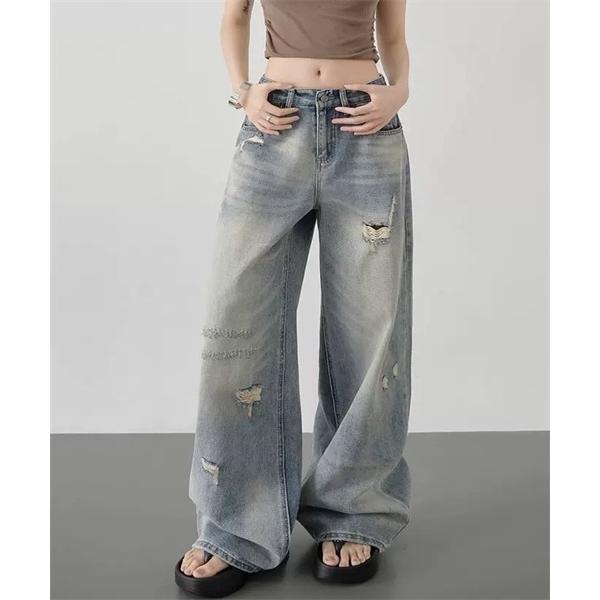 『セール実施中』ZOZO問い合わせ番号:96666144ショップ:gossip！ロサンゼルス，ゴシップロサンゼルスブランド:Dream garden，ドリームガーデン商品名:ゆったりサイズダメージワイドデニムパンツカテゴリ:パンツ>デ...