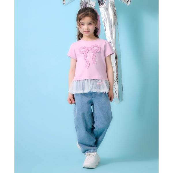 『セール実施中』ZOZO問い合わせ番号:96697419ショップ:NARUMIYA ONLINE，ナルミヤ オンラインブランド:mezzo piano，メゾピアノ商品名:チャームつき　レーストリム　デニムパンツカテゴリ:パンツ>デニム...