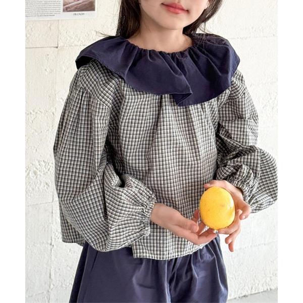 『タイムセール実施中』ZOZO問い合わせ番号:96761534ショップ:aimoha，アイモハブランド:aimoha，アイモハ商品名:【-aimoha-KIDS-】フリル襟チェックブラウスカテゴリ:トップス>シャツ/ブラウスブランド品...