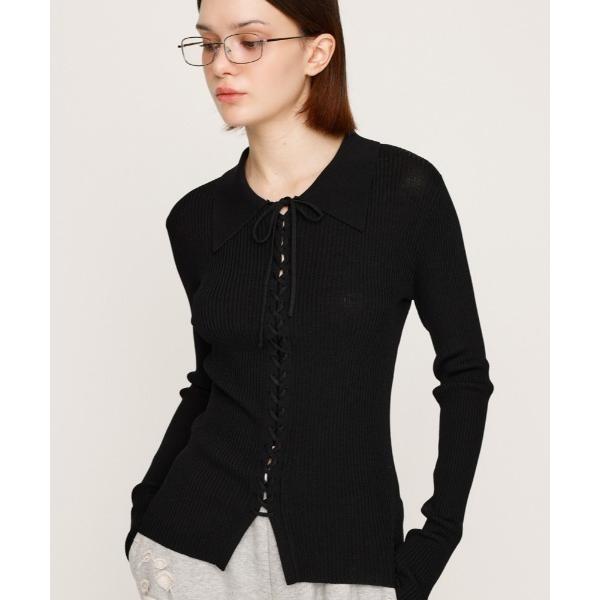 『タイムセール実施中』ZOZO問い合わせ番号:96761614ショップ:SLY，スライブランド:SLY，スライ商品名:LACE UP H/G TOPS レースアップ ハイゲージ トップス 秋服カテゴリ:トップス>ニット/セーターブラン...