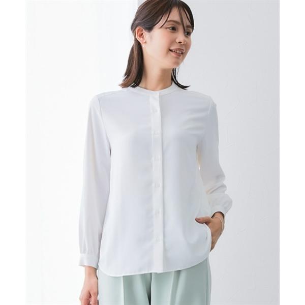 『タイムセール実施中』ZOZO問い合わせ番号:96796885ショップ:nissen，ニッセンブランド:7days Life Styling，セブンデイズライフスタイリング商品名:ストレッチパウダーサテンバンドカラーシャツ（しわになりにくい...