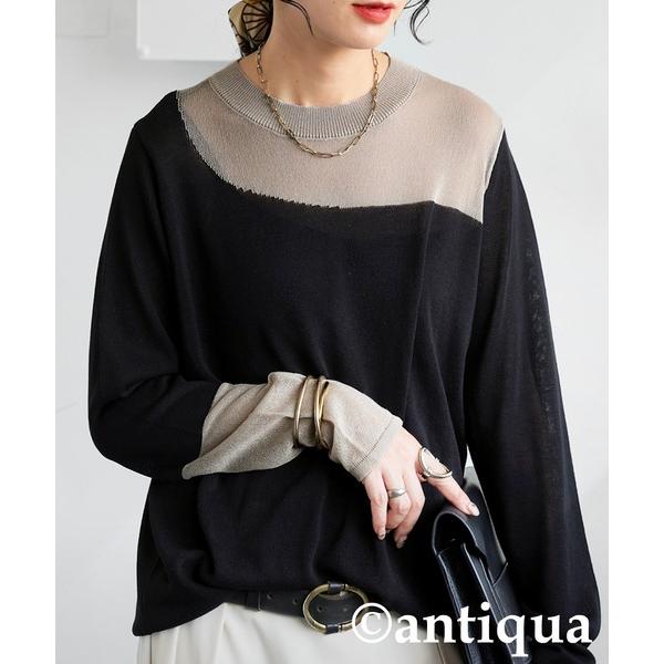 『タイムセール実施中』ZOZO問い合わせ番号:96797098ショップ:antiqua，アンティカブランド:antiqua，アンティカ商品名:シアーニットカテゴリ:トップス>ニット/セーターブランド品番:NA-00510素材:レーヨン...