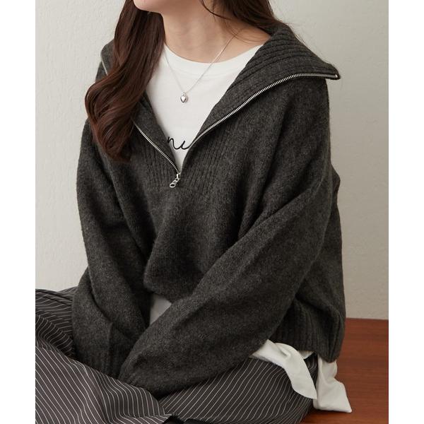 ZOZO問い合わせ番号:96797905ショップ:RMAF，リマインドミーアンドフォーエバーブランド:Remind me and forever，リマインドミーアンドフォーエバー商品名:柔らかな肌さわり、ヤクタッチハーフジップニットカテゴリ...