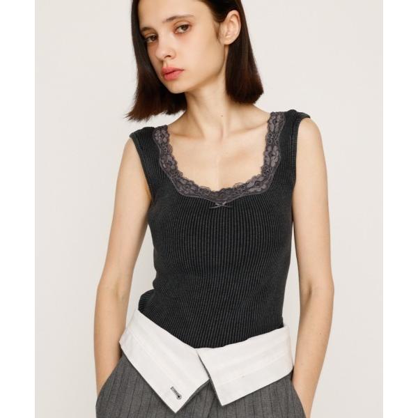 ZOZO問い合わせ番号:96831464ショップ:SLY，スライブランド:SLY，スライ商品名:LACE DOCKING RIB TANK レース ドッキング リブ タンク 夏服 秋服 ノースリーブトップスカテゴリ:トップス>タンクト...