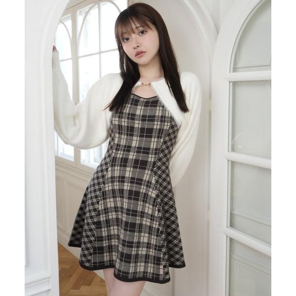 ZOZO問い合わせ番号:96846040ショップ:LIPSERVICE，リップサービスブランド:LIPSERVICE，リップサービス商品名:【形が選べる】フェザーチェックアンサンブルワンピースカテゴリ:ワンピース/ドレス>ワンピースブ...