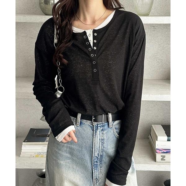 『セール実施中』ZOZO問い合わせ番号:96863986ショップ:GeeRA，ジーラブランド:GeeRA，ジーラ商品名:【S-LLサイズ/5色展開】前後2WAYシアースラブヘンリーネックロングTシャツカテゴリ:トップス>Tシャツ/カッ...