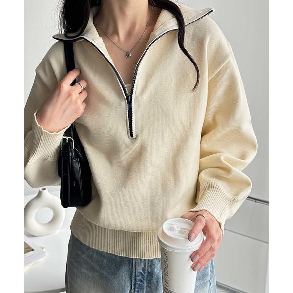 『セール実施中』ZOZO問い合わせ番号:96864130ショップ:GeeRA，ジーラブランド:FIRST MOOD，ファーストムード，GeeRA，ジーラ商品名:《FIRSTMOODコラボ》配色ハーフジップニットプルオーバーカテゴリ:トップス...