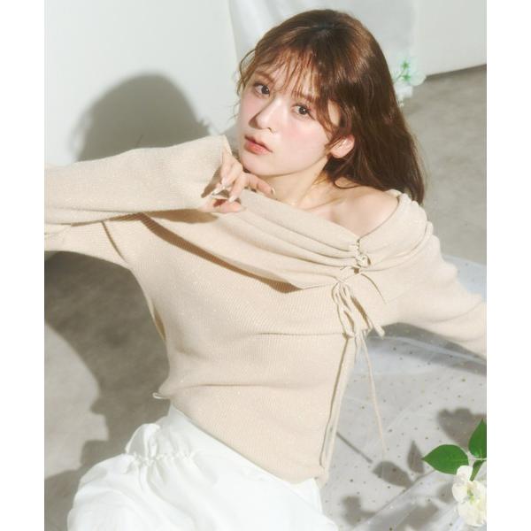 ZOZO問い合わせ番号:96865817ショップ:Olu.，オルドットブランド:Olu.，オルドット商品名:オフショルダーリボンラメニットカテゴリ:トップス>ニット/セーターブランド品番:OL25NAC01素材:ポリエステル45%， ...