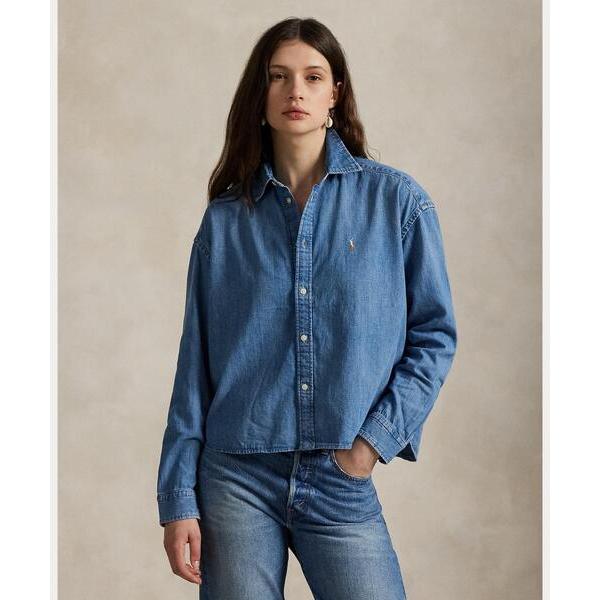 ZOZO問い合わせ番号:96896980ショップ:POLO RALPH LAUREN，ポロ ラルフ ローレンブランド:POLO RALPH LAUREN，ポロ ラルフ ローレン商品名:クロップド ボクシー デニム シャツカテゴリ:トップス&...