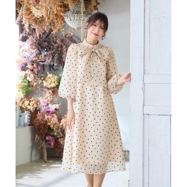 『セール実施中』ZOZO問い合わせ番号:96958659ショップ:Rose Tiara，ローズティアラブランド:Rose Tiara，ローズティアラ商品名:オーガンジーフロッキードットリボンワンピースカテゴリ:ワンピース/ドレス>ワン...