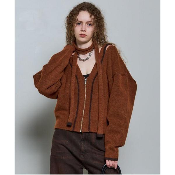 ZOZO問い合わせ番号:96959846ショップ:MAISON SPECIAL，メゾン スペシャルブランド:MAISON SPECIAL，メゾンスペシャル商品名:With Stall Tulle Slit Cardigan/ストール付きチュ...