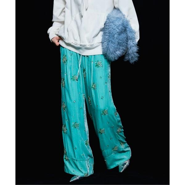 ZOZO問い合わせ番号:96959919ショップ:MAISON SPECIAL，メゾン スペシャルブランド:MAISON SPECIAL，メゾンスペシャル商品名:Beads Flower Embroidery Velor Pants/ビーズ...