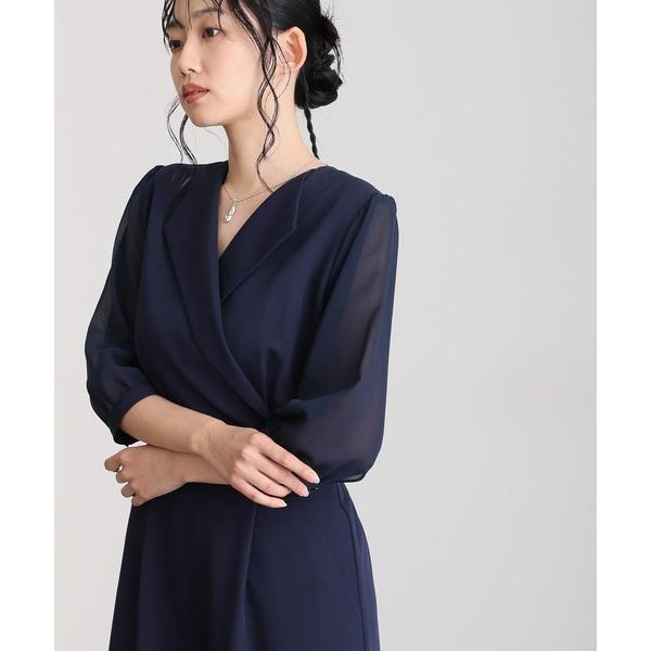 『タイムセール実施中』ZOZO問い合わせ番号:96994043ショップ:PourVous，プールヴーブランド:atlo，アトロ商品名:結婚式 二次会 パンツドレス 七分袖 と ミモレ丈 オープンカラー オールインワン シースルー 大きいサイ...