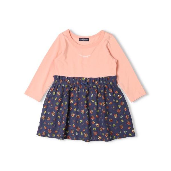 『セール実施中』ZOZO問い合わせ番号:96994181ショップ:こどもの森e-shop，コドモノモリイーショップブランド:moujonjon，ムージョンジョン商品名:小花柄切替長袖ワンピースカテゴリ:ワンピース/ドレス>ワンピースブ...