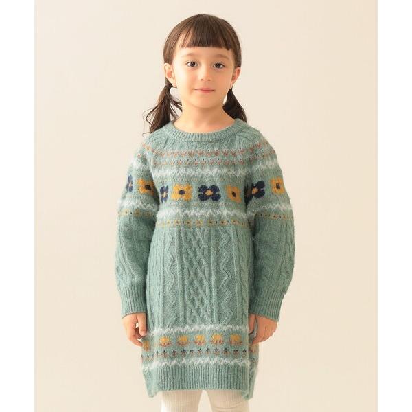 『セール実施中』ZOZO問い合わせ番号:97025384ショップ:BEAMS HEART，ビームスハートブランド:BEAMS mini，ビームスミニ商品名:フラワー ケーブル ニット ワンピース 2025FW（90〜140cm）カテゴリ:ワ...