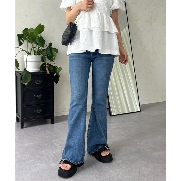 『タイムセール実施中』ZOZO問い合わせ番号:97025651ショップ:prose verse，プロズヴェールブランド:prose verse，プロズヴェール商品名:【美脚見え】ロゴパッチ付きストレッチフレアデニムカテゴリ:パンツ>デ...