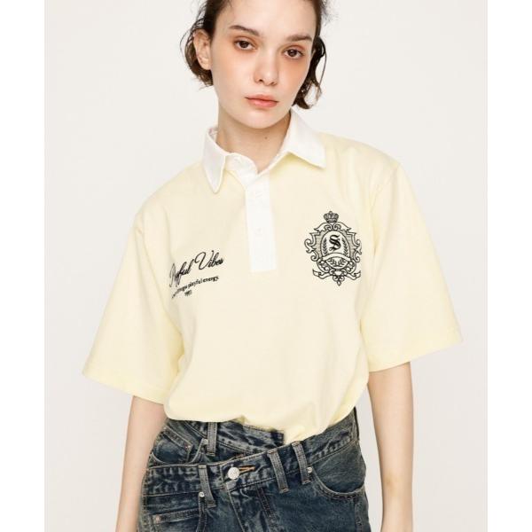 『セール実施中』ZOZO問い合わせ番号:97026420ショップ:SLY，スライブランド:SLY，スライ商品名:OVERSIZE EMBROIDERY RUGBY T/SH オーバーサイズ エンブロイダリー ラグビー Tシャツ  秋服 半袖...
