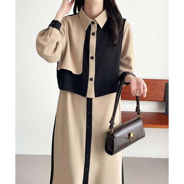 『タイムセール実施中』ZOZO問い合わせ番号:97028513ショップ:ABITOKYO，アビトーキョーブランド:ABITOKYO，アビトーキョー商品名:レイヤードバイカラーシャツワンピースカテゴリ:ワンピース/ドレス>ワンピースブラ...