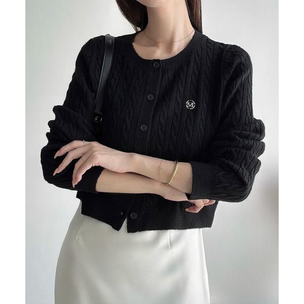 『タイムセール実施中』ZOZO問い合わせ番号:97060314ショップ:JUNOAH，ジュノアブランド:Meiru，メイル商品名:ロゴモチーフケーブルショートニットカーディガンカテゴリ:トップス>カーディガン/ボレロブランド品番:fr...