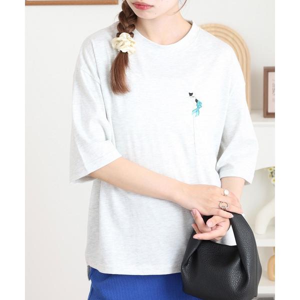 ZOZO問い合わせ番号:97060834ショップ:FUNALIVE，ファンアライブブランド:Quelle Chance，ケルシャンス，FUNALIVE，ファンアライブ商品名:ポケットワンポイント刺繍Tシャツ （ニャン魚姫）カテゴリ:トップス...