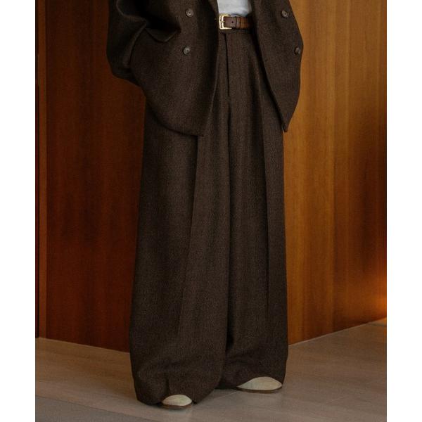 ZOZO問い合わせ番号:97062712ショップ:soerte，ソエルテブランド:soerte，ソエルテ商品名:Wide straight herringbone tweed slacks/ワイドストレートヘリンボーンスラックスカテゴリ:パ...