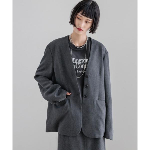 『タイムセール実施中』ZOZO問い合わせ番号:97095009ショップ:LOWRYS FARM，ローリーズファームブランド:LOWRYS FARM，ローリーズファーム商品名:ＴＲノーカラージャケット  455469カテゴリ:ジャケット/アウ...