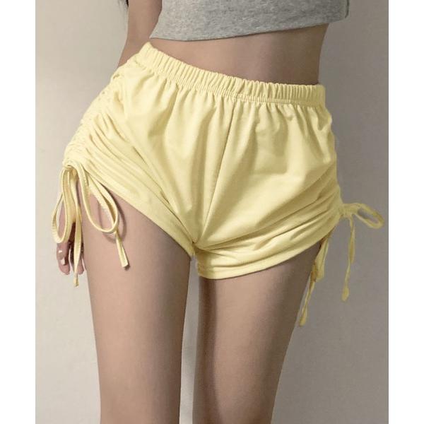 『タイムセール実施中』ZOZO問い合わせ番号:97159139ショップ:Ada.，エイダブランド:shoppinggo，ショッピングゴー商品名:スウェットショートパンツ レディース サイドシャーリング 春夏 黒白 短パン ウエストゴムカテゴ...