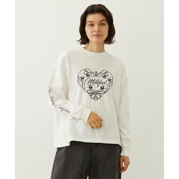 『セール実施中』ZOZO問い合わせ番号:97221192ショップ:MILKFED.，ミルクフェドブランド:MILKFED.，ミルクフェド商品名:HEART AND ROSE L/S TEEカテゴリ:トップス>Tシャツ/カットソーブラン...