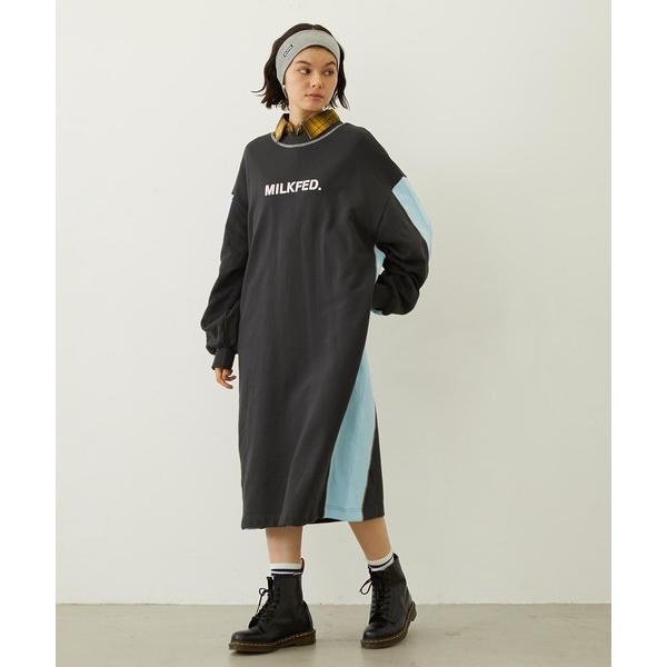 『セール実施中』ZOZO問い合わせ番号:97221245ショップ:MILKFED.，ミルクフェドブランド:MILKFED.，ミルクフェド商品名:SIDE LINE SWEAT DRESSカテゴリ:ワンピース/ドレス>ワンピースブランド...