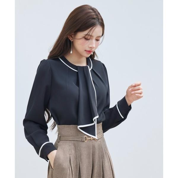 ZOZO問い合わせ番号:97222692ショップ:SAISON DE PAPILLON，セゾン ド パピヨンブランド:SAISON DE PAPILLON，セゾンドパピヨン商品名:【高評価4.75】首元2wayボウタイ配色ブラウスカテゴリ:...