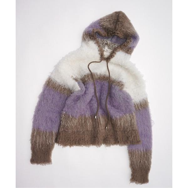 ZOZO問い合わせ番号:97254302ショップ:19 roots studio，ナインティーン ルーツ スタジオブランド:musubore，ムスボレ商品名:multi color shaggy knit hoodie / シャギーニットフ...