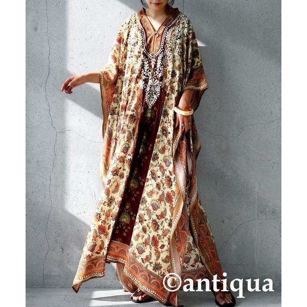 ZOZO問い合わせ番号:97256030ショップ:antiqua，アンティカブランド:antiqua，アンティカ商品名:エスニック柄 刺繍 カフタンワンピースカテゴリ:ワンピース/ドレス>ワンピースブランド品番:IYA-00113素材...