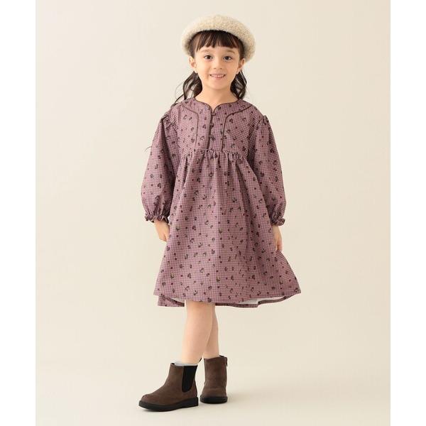 『セール実施中』ZOZO問い合わせ番号:97287804ショップ:BEAMS HEART，ビームスハートブランド:BEAMS mini，ビームスミニ商品名:フラワー チェック コーデュロイ ワンピース 2025FW（90〜140cm）カテゴ...