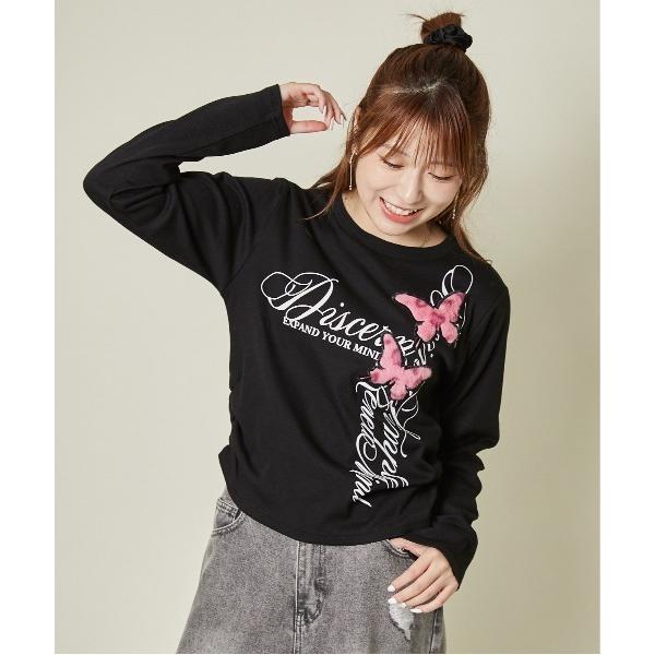 『タイムセール実施中』ZOZO問い合わせ番号:97289050ショップ:DIAVEL，ディアベルブランド:GORGE，ゴージ，DIAVEL，ディアベル商品名:《フワモコ蝶×シャーリングロゴ》甘辛トップスカテゴリ:トップス>Tシャツ/カ...