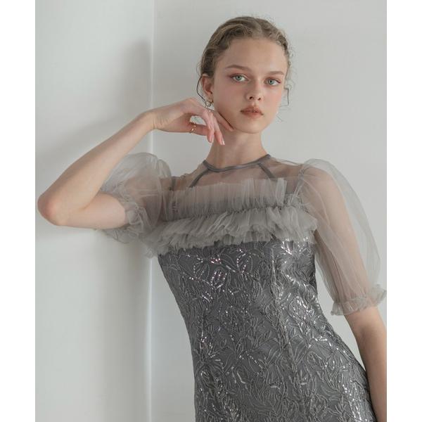 『セール実施中』ZOZO問い合わせ番号:97323671ショップ:Leja，レジャブランド:Leja，レジャ商品名:【LEJA】チュールフラワースパンコールIラインワンピースドレス美脚効果結婚式 パーティードレス 成人式 二次会 同窓会 お...