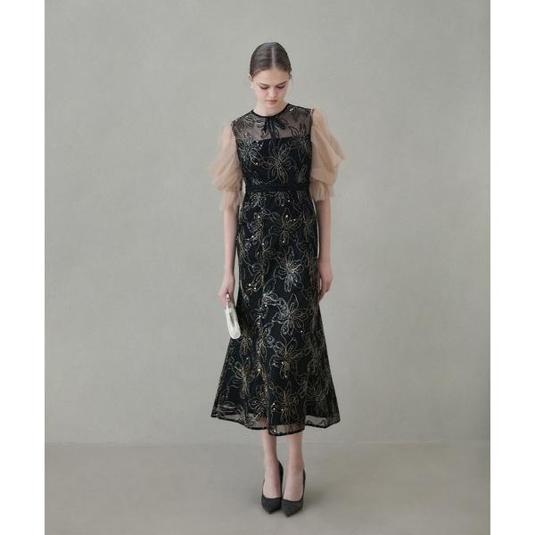 ZOZO問い合わせ番号:97323772ショップ:Leja，レジャブランド:Leja，レジャ商品名:【LEJA】スパンコールフラワーリボンチュールワンピースドレス 美脚効果結婚式 パーティードレス 成人式 二次会 同窓会 お呼ばれ オケージ...