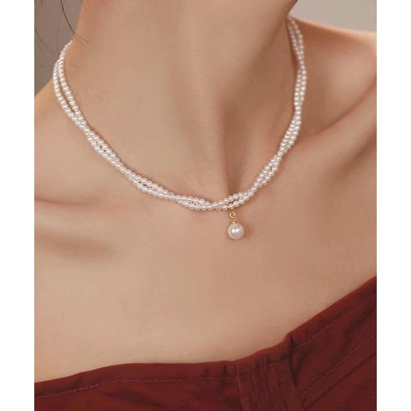 『タイムセール実施中』ZOZO問い合わせ番号:97324850ショップ:Ada.，エイダブランド:Miniministore，ミニミニストア商品名:2連パールネックレス 結婚式 重ね付け風カテゴリ:アクセサリー>ネックレスブランド品番...